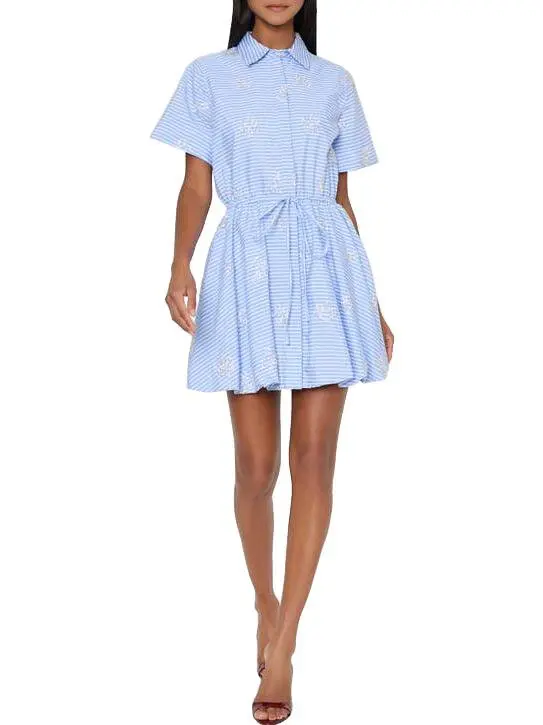 MILLY Willa Stripe Sequin Embellished Mini Dress - Blue/white