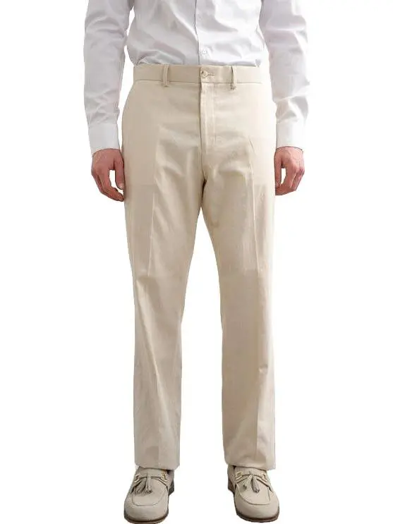 Topman Linen Blend Straight Leg Pants - Stone