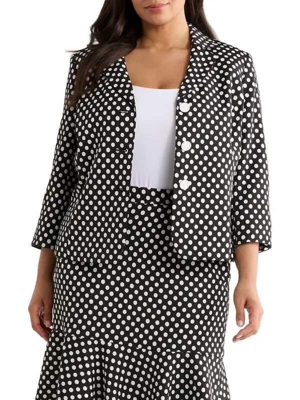 KASPER Dot Three-button Jacket - Black/lily White