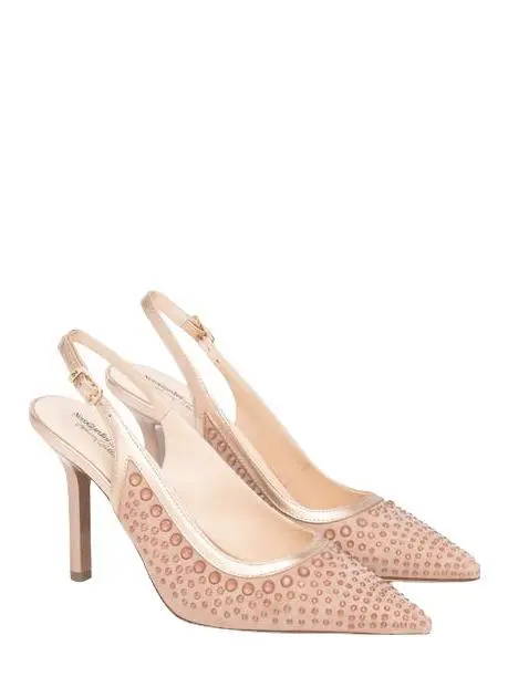 NEROGIARDINI Embellished Slingback Pointed Toe Pump - Rose