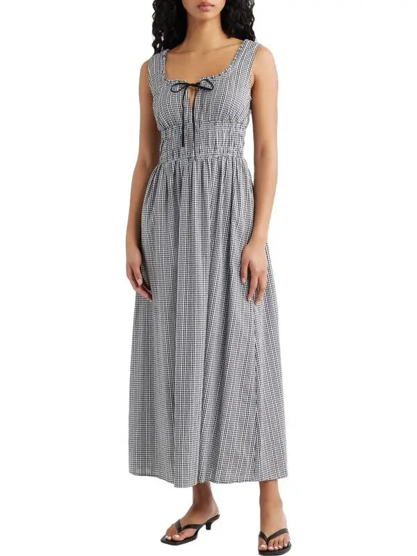 Rails Jordie Gingham Sleeveless Maxi Dress - Black Gingham
