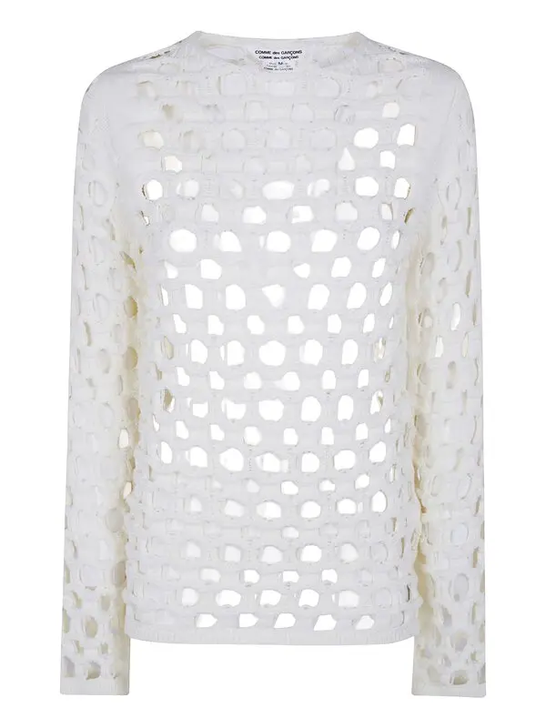 Comme Des Garçons Round Neck Sweater - White