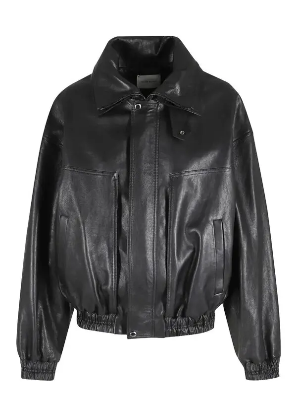 Magda Butrym Leather Aviator Jacket - Black