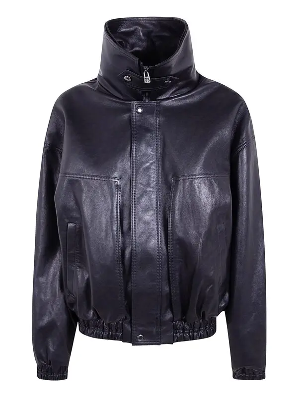 Magda Butrym Leather Aviator Jacket - Black