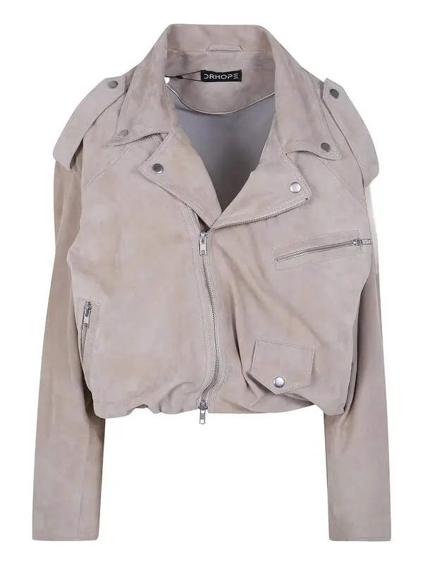 DRHOPE Suede Biker Jacket - Beige