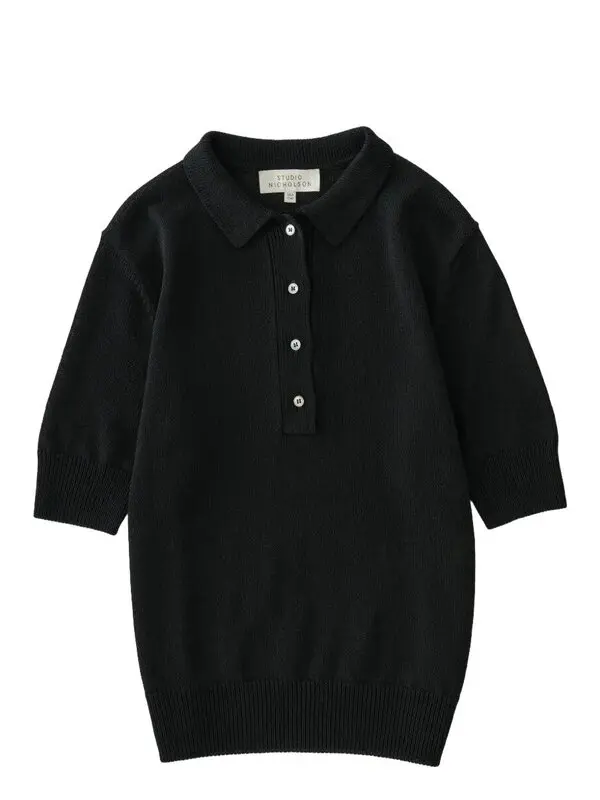 Studio Nicholson Knitted Polo Top - Black
