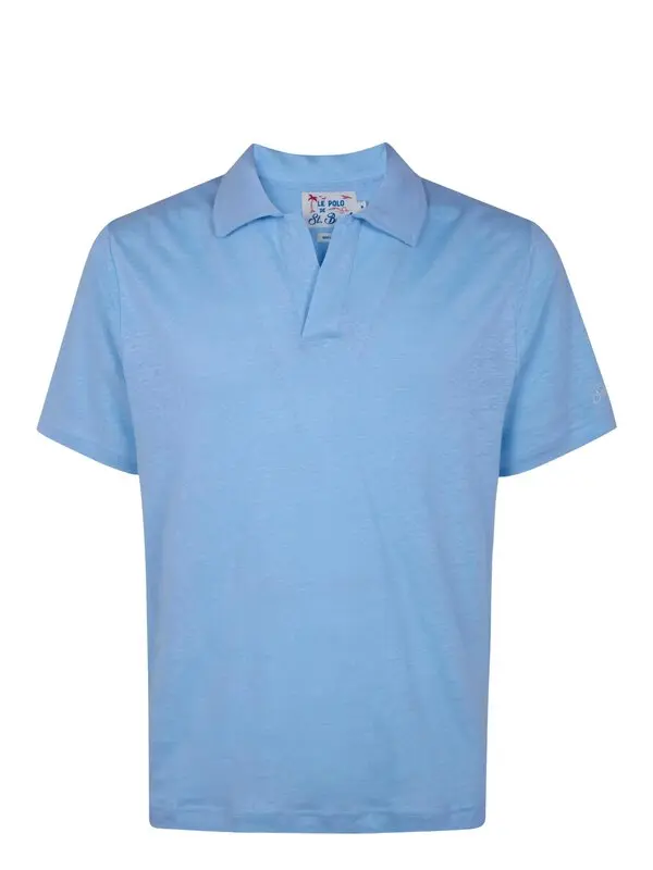 MC2 SAINT BARTH Linen Polo Shirt - Blue