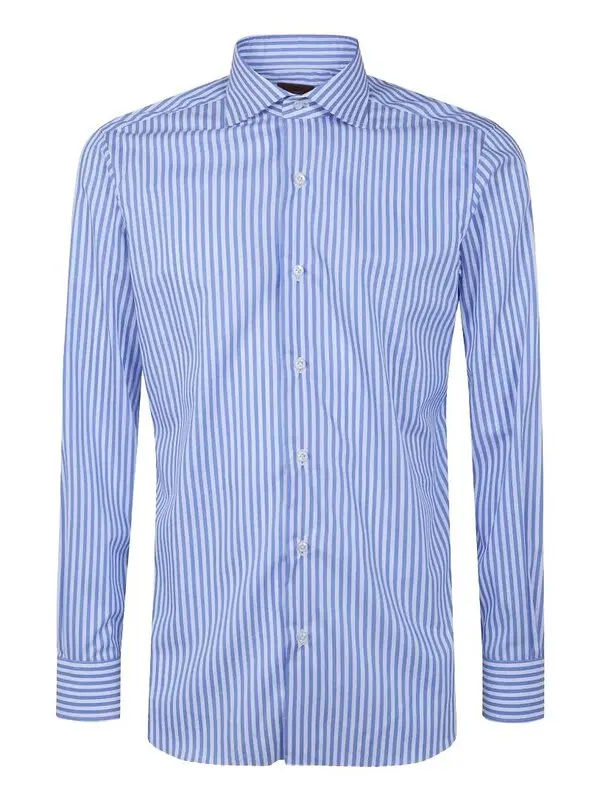 BARBA NAPOLI Classic Popeline Stripes Shirt - Blue