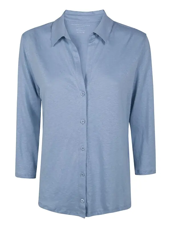 Majestic International Classic Linen Shirt - Blue