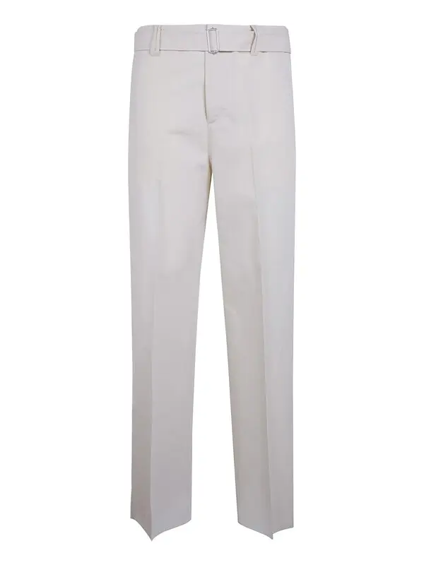 LARDINI Silk And Cotton Belt Trousers - Beige