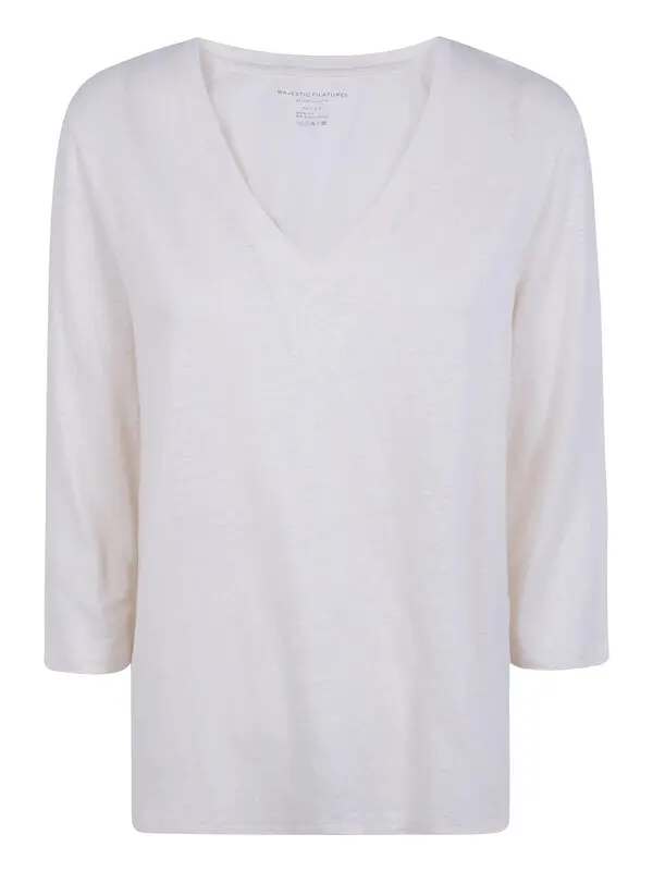 Majestic International Three Quarter Sleeve Shirt - Beige