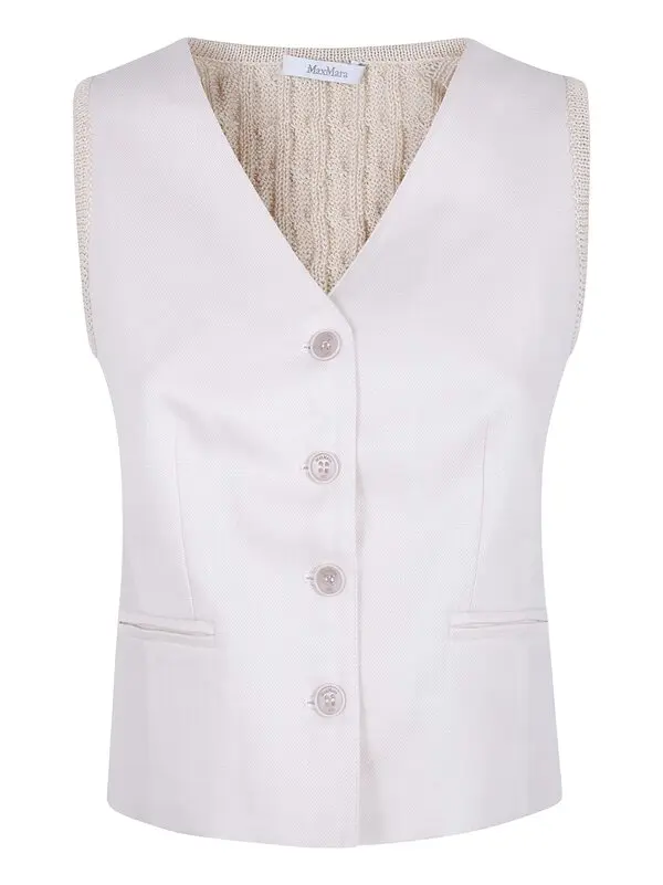 Max Mara Calibri Linen Knit Crop Gilet - Beige