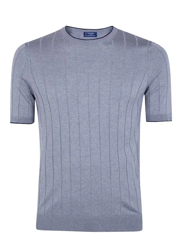 BARBA NAPOLI Silk Round Neck Sweater - Gray