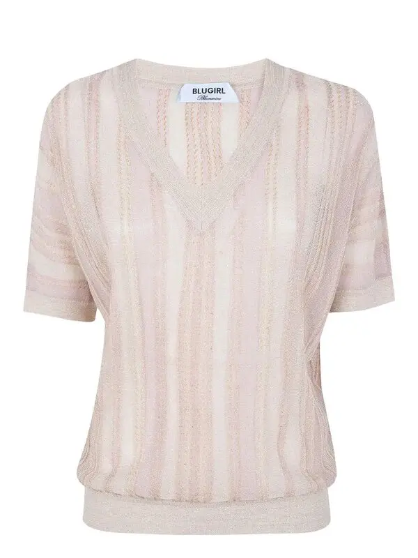 BLUGIRL Striped Lurex Sweater - Pink