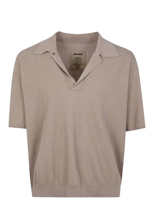 UMA WANG Short "rib Crepe" Polo - Brown