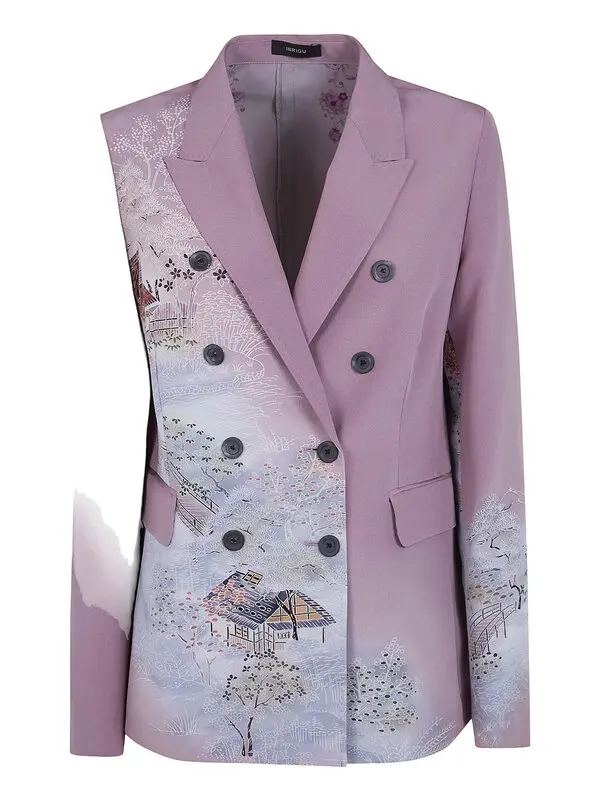 IBRIGU Double-breasted Komon Kimono Jacket - Multi