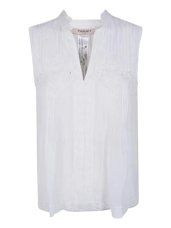 TWINSET Embroidered Sleeveless Shirt - White