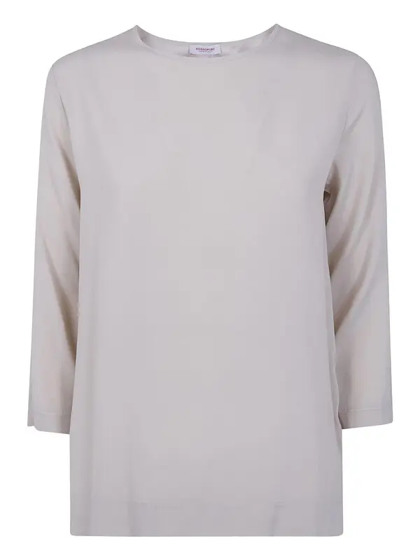 Rossopuro 3/4 Sleeve Silk Blouse - Brown