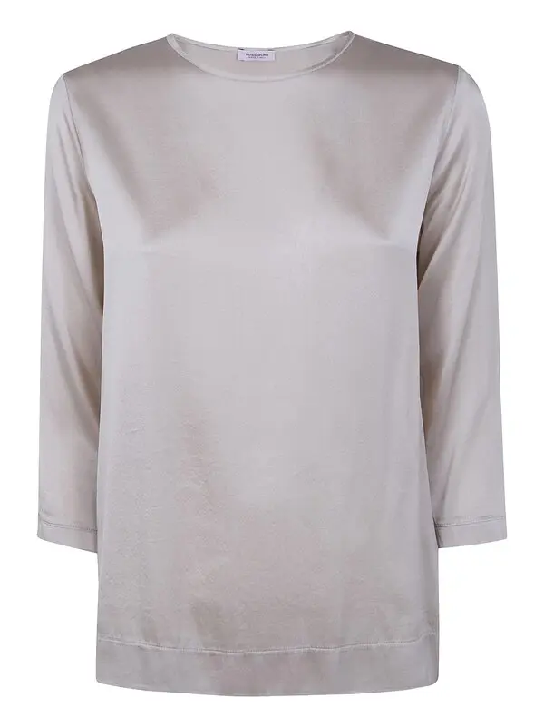 Rossopuro 3/4 Sleeve Silk Blouse - Brown