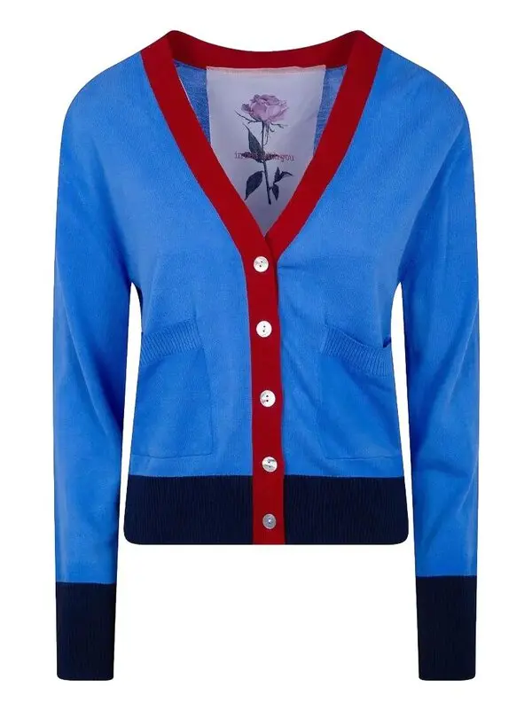 IN BED WITH YOU V-neck Printed Cardigan - Blue