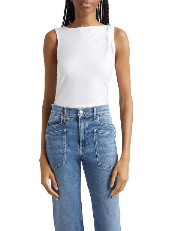Veronica Beard Otessa Twist Shoulder Top - White