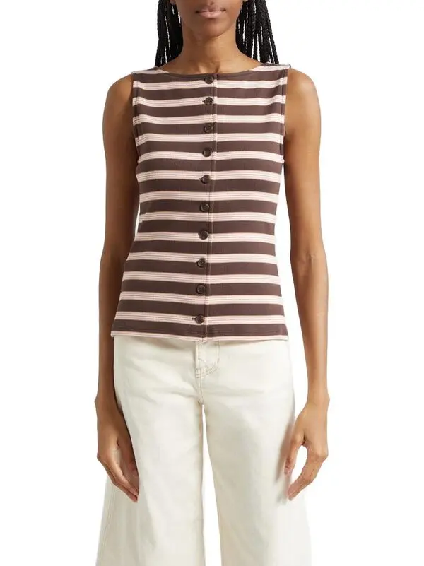 Veronica Beard Uma Stripe Vest - Brown Stripe