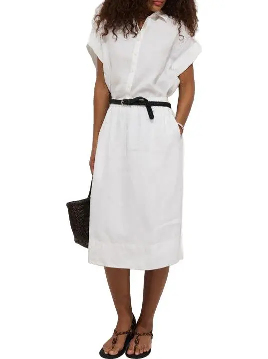 ALEX MILL Maddie Linen Short-sleeve Button-up Shirt - Ivory