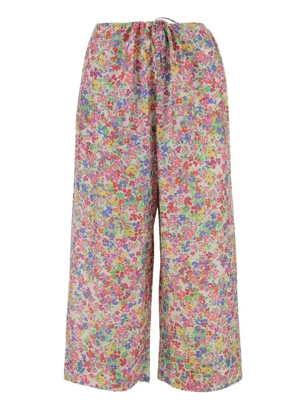 Pero Floral-pattern Silk Trousers - Neutrals