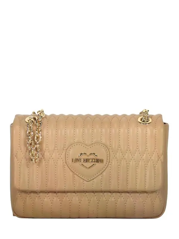 Moschino Quilted Shoulder Bag With Heart Motif - Neutrals