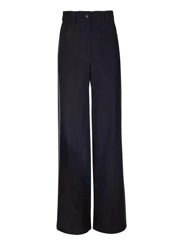 Akris Side Stripe Wide Leg Jeans - Grey