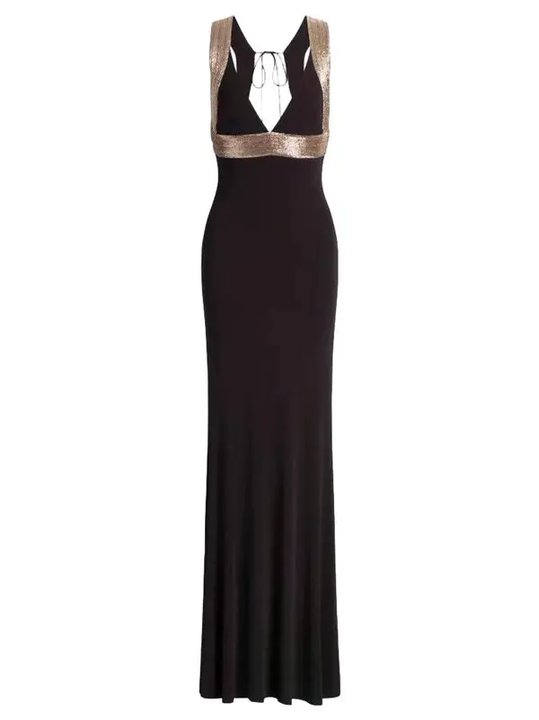 Alberta Ferretti V-neck Maxi Dress - Brown