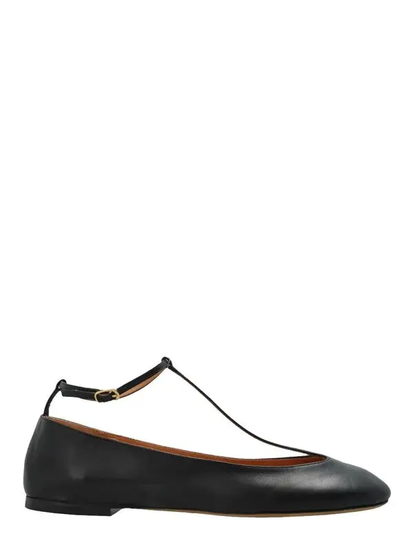 ODISSI Leather Ballet Flats - Black