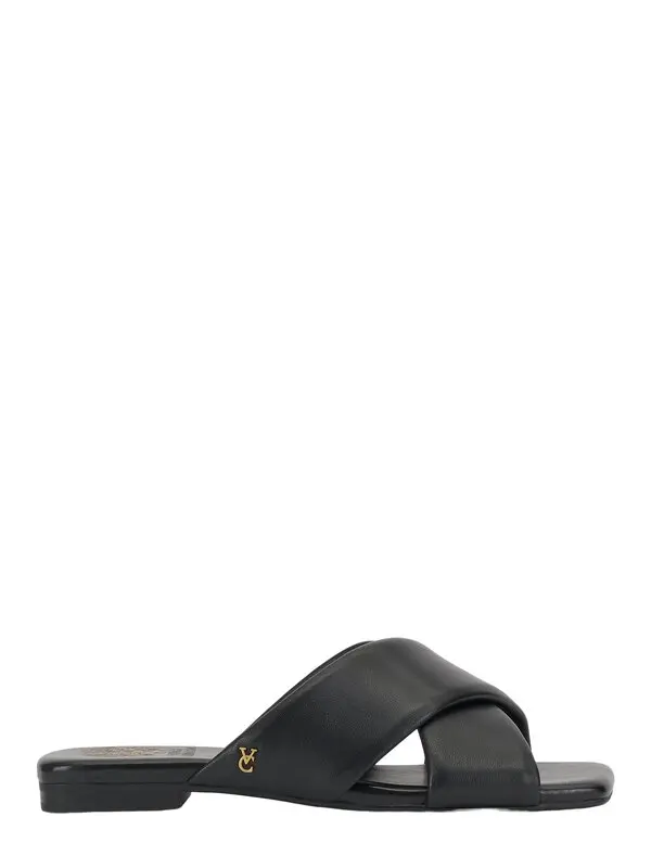 Vince Camuto Adisey Cross-band Flat Sandals - Black Leather