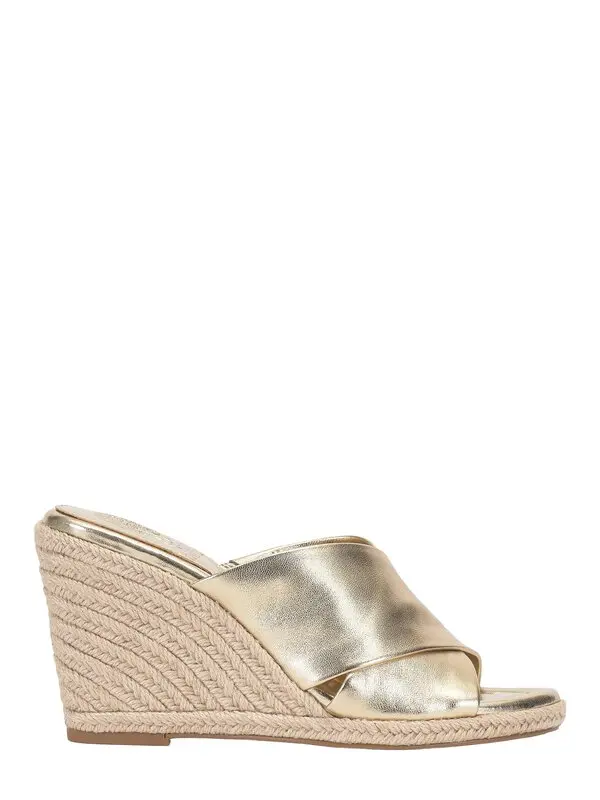 Vince Camuto Fisella Espadrille Wedge Sandal - Egyptian Gold Leather