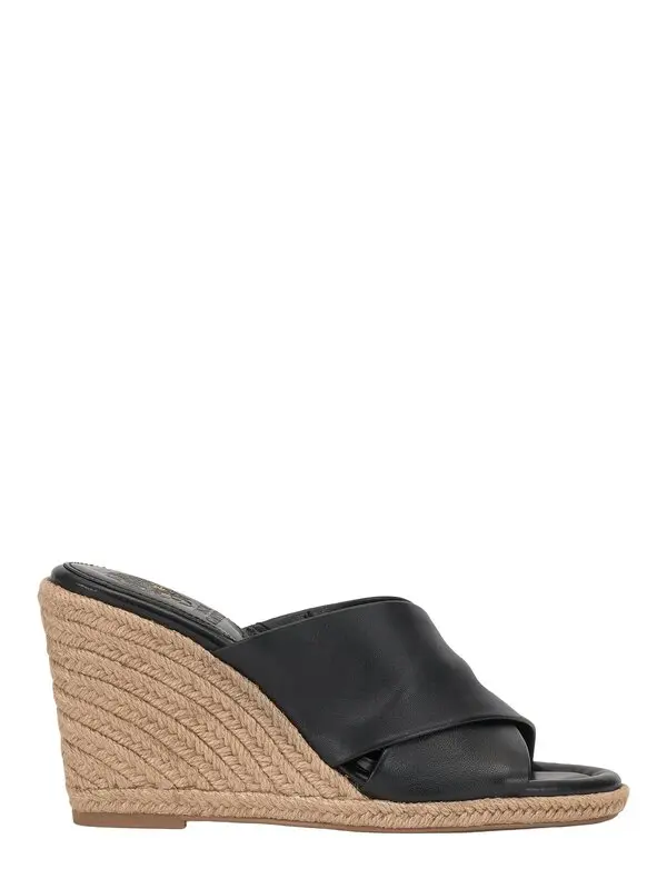 Vince Camuto Fisella Espadrille Wedge Sandal - Black Leather