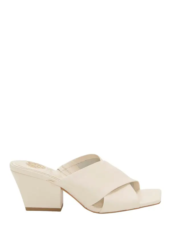 Vince Camuto Leather Mule With Block Heel - Creamy White