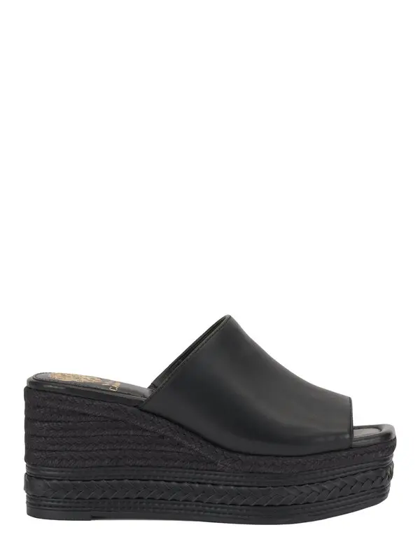 Vince Camuto Lierna Espadrille Wedge Sandals - Black Leather