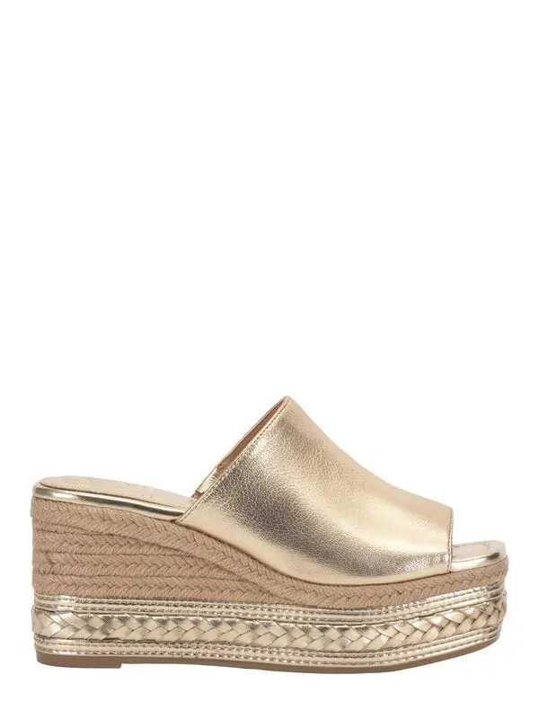 Vince Camuto Lierna Espadrille Wedge Sandal - Egyptian Gold Leather