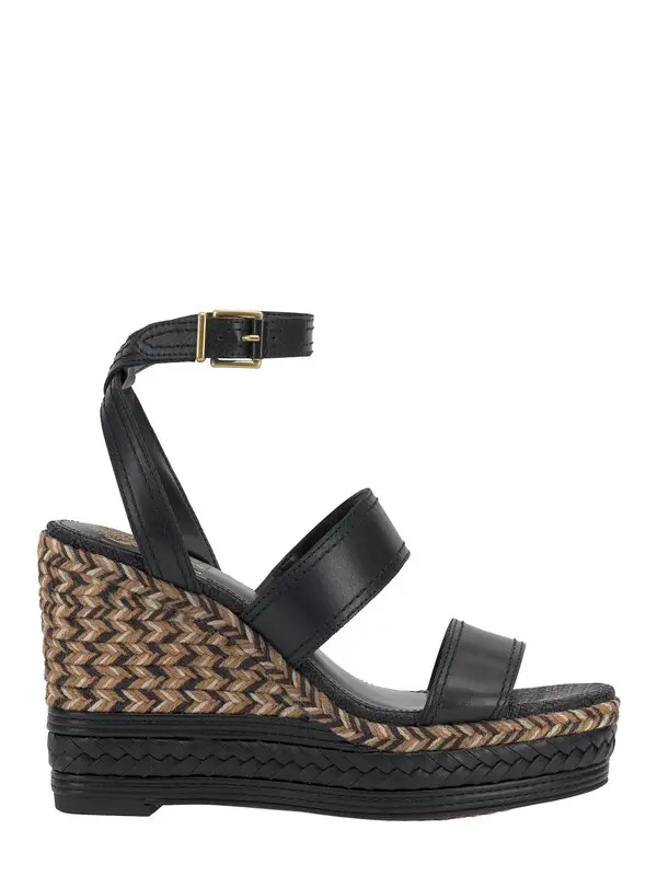 Vince Camuto Esmia Espadrille Wedge Sandal - Black Leather