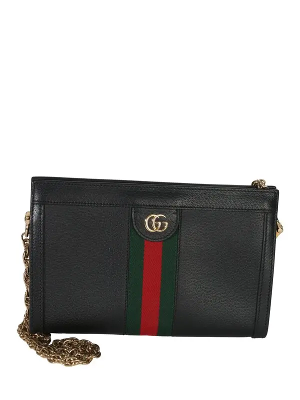 Gucci Calfskin Gg Ophidia Shoulder Bag - Black