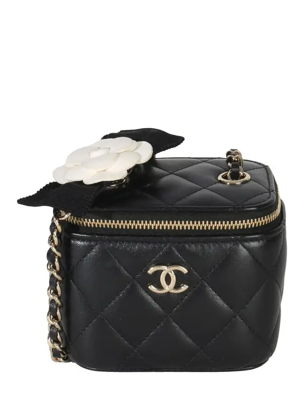 Chanel Quilted Lambskin Chain Vanity Case - Black