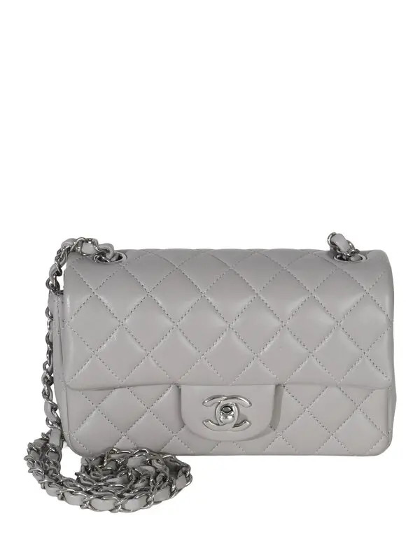 Chanel Quilted Lambskin Rectangular Flap Bag - Gray