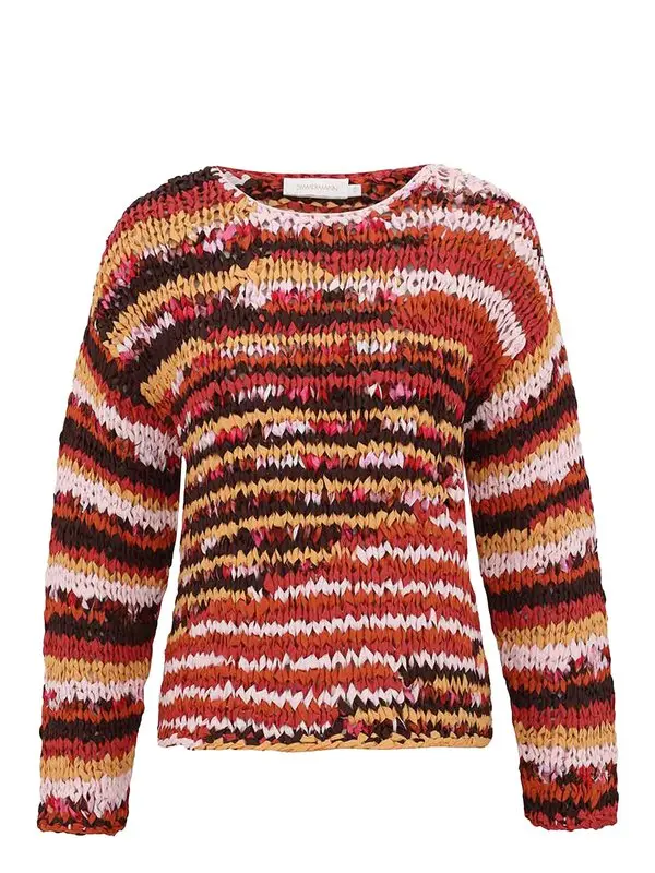 Zimmermann Luna Ribbon Knit Cotton Sweater - Stripe