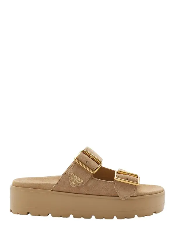 Prada Suede Platform Sandals - Nude