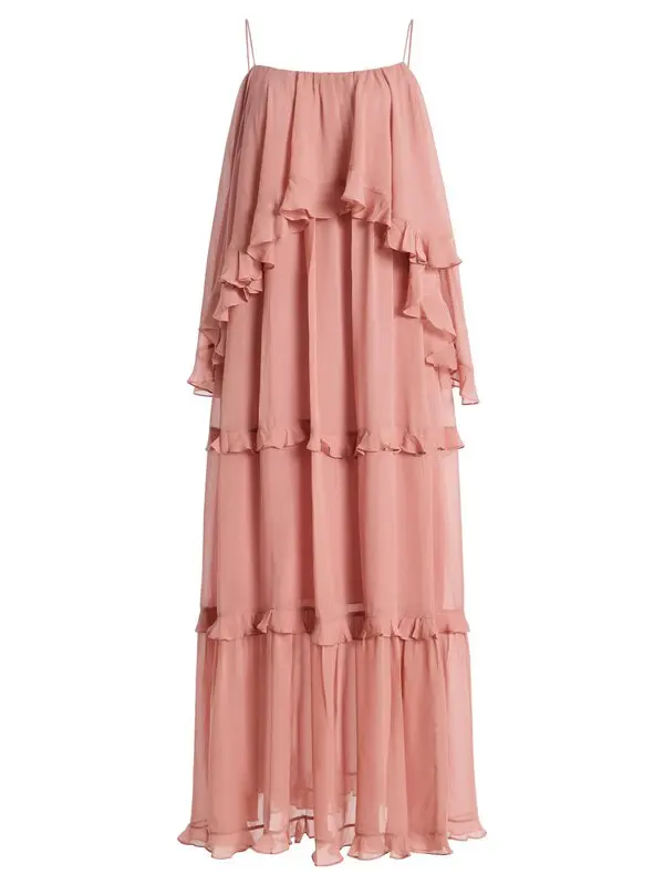 Zimmermann Luna Ruffled Georgette Midi Dress - Pink