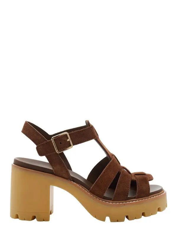 Prada Suede Platform Sandals - Brown
