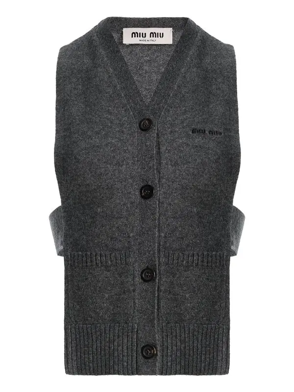 Miu Miu Cashmere Cardigan Vest - Grey