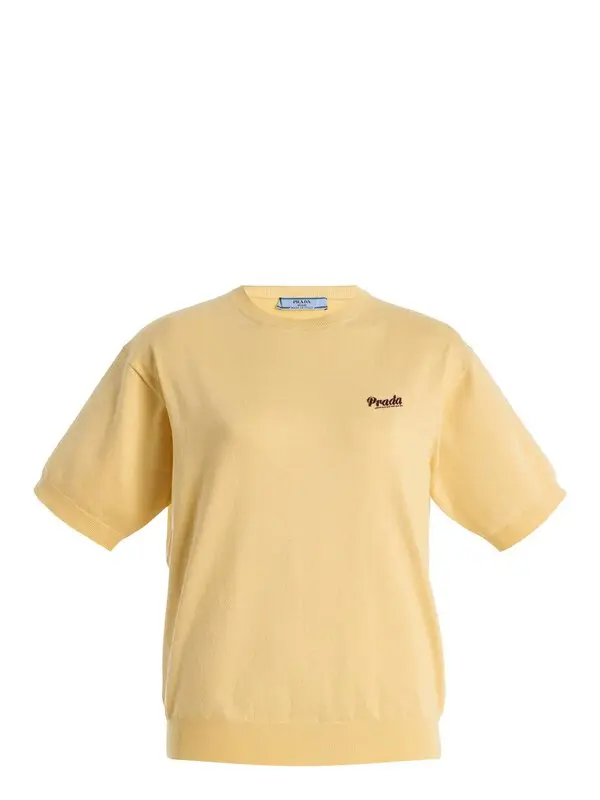 Prada Embroidered Silk Sweater - Yellow