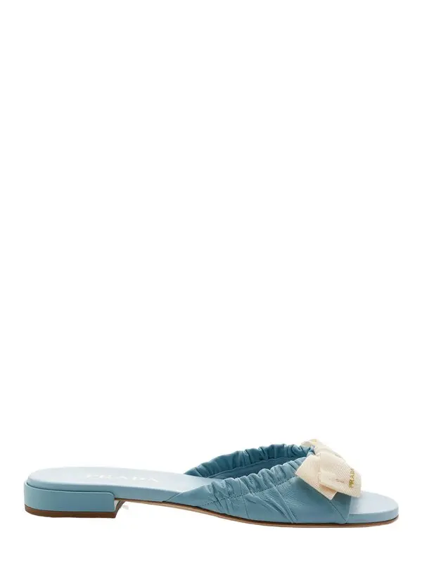 Prada Grosgrain-trimmed Leather Sandals - Blue