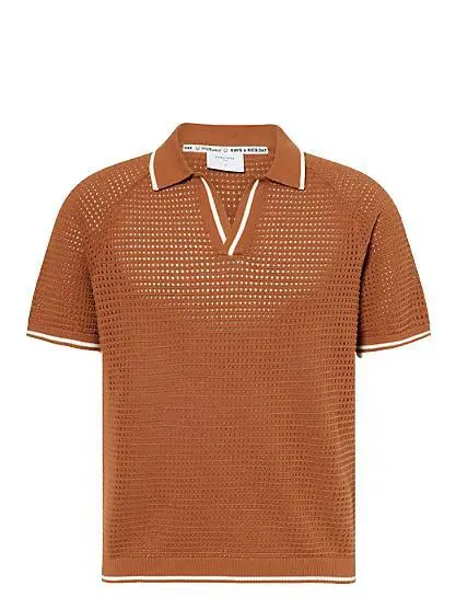 PERCIVAL Tennis Boxy Cotton-knit Polo Top - Brown